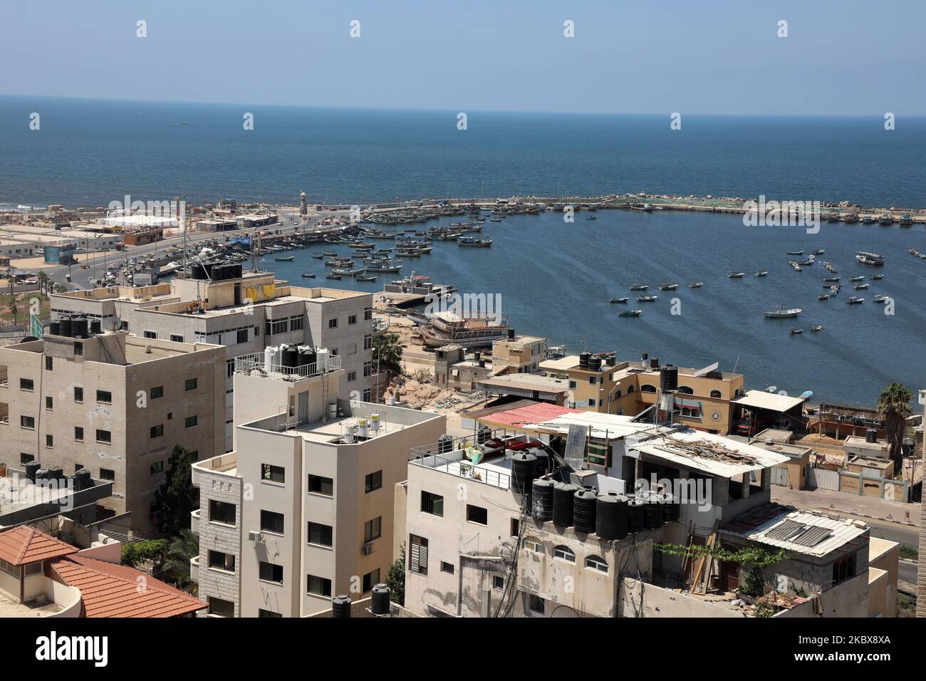 General view of Gaza city and seaport of Gaza City, Palestine on August ...