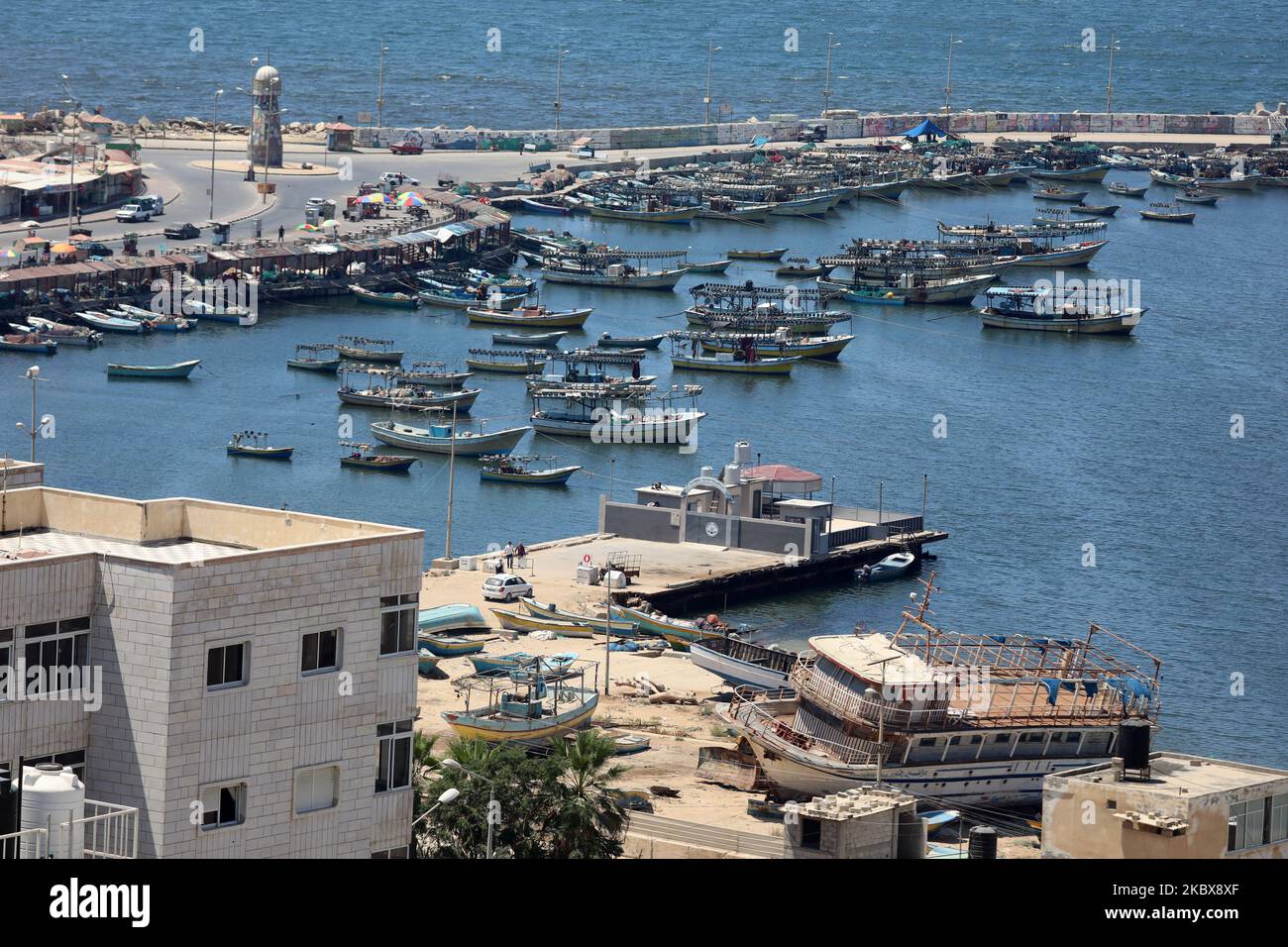 General view of seaport of Gaza City, Palestine on August 18, 2020 ...