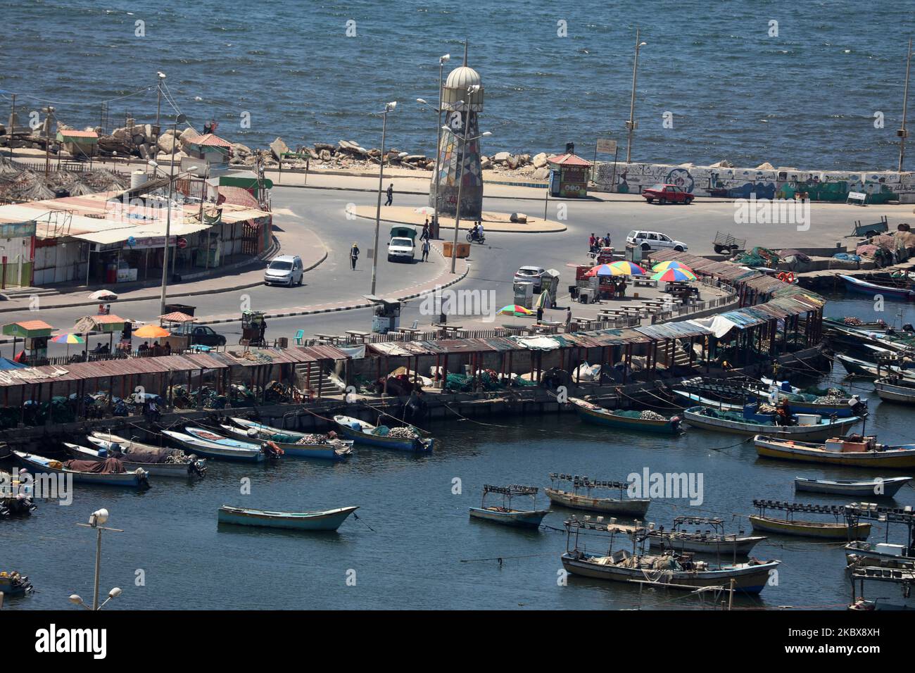 General view of seaport of Gaza City, Palestine on August 18, 2020 ...