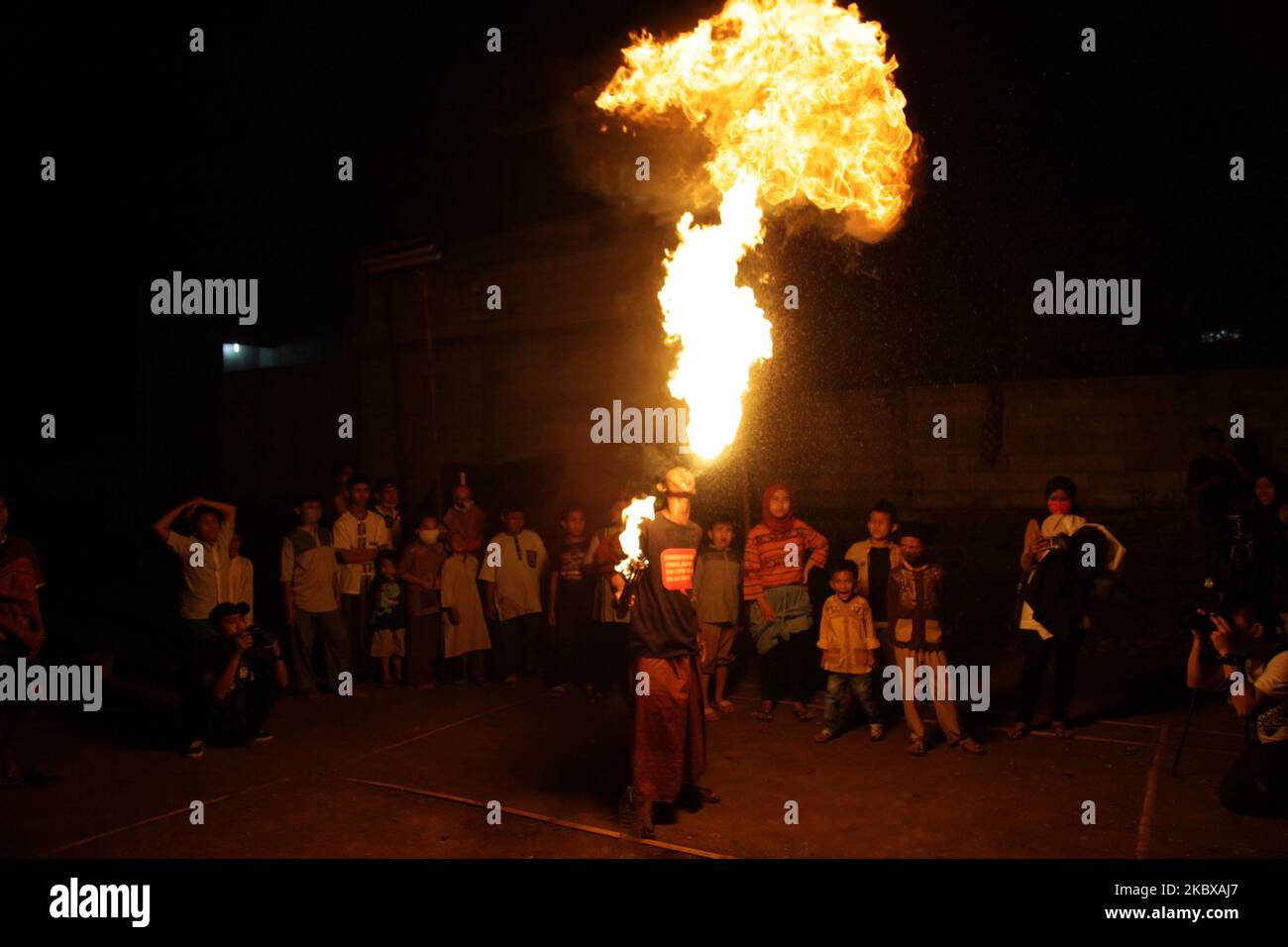Indonesian muslims held a fire attraction during the Islamic New Year ...