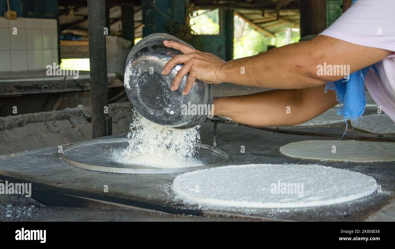 The production process in Casabe Factory, made with Yuca (Cassava) in ...