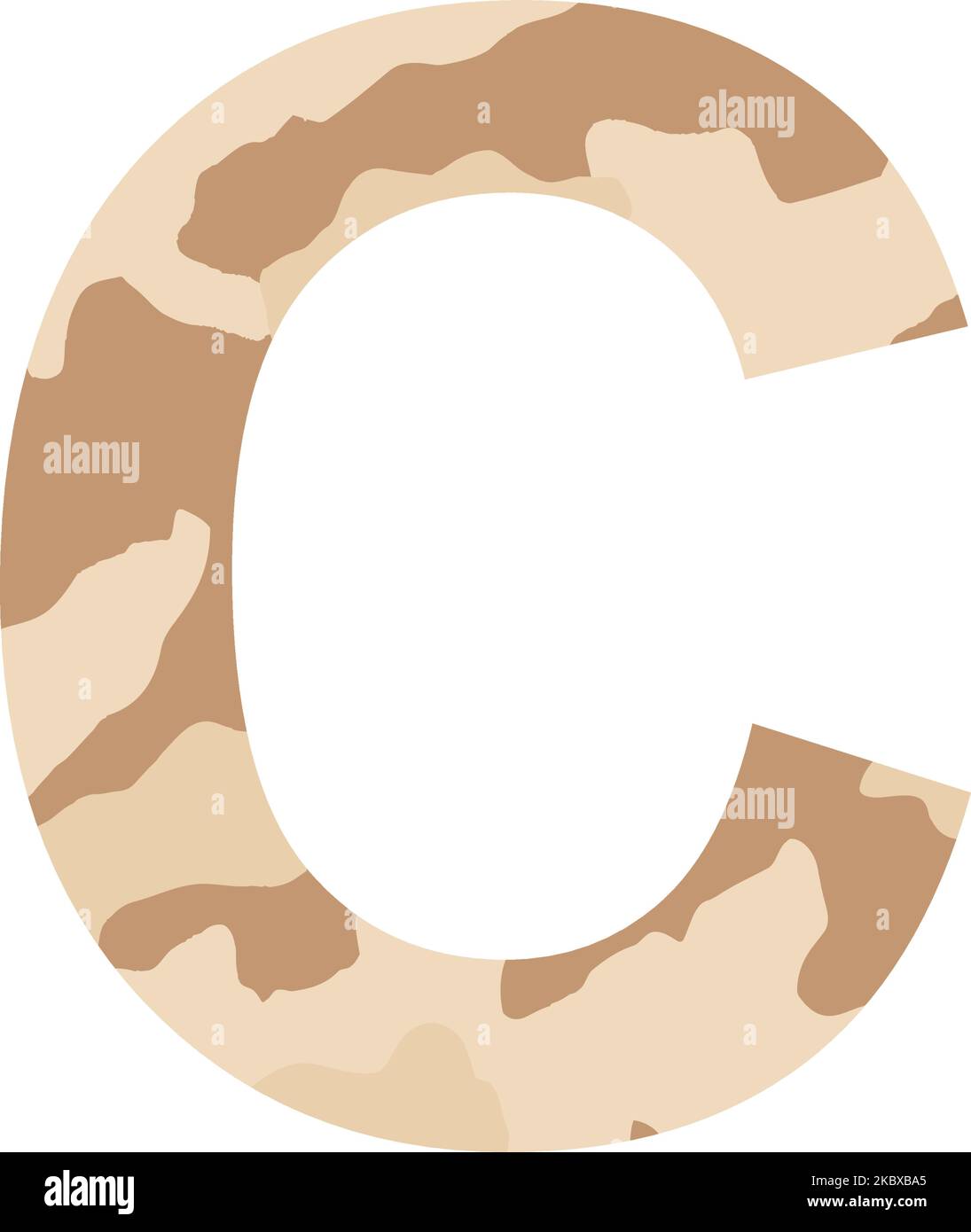 English alphabet letter C, khaki style isolated on white background ...