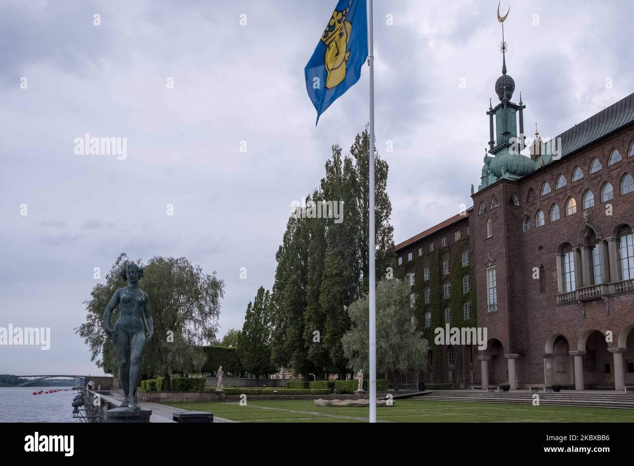 Architectural detail of Stockholm City Hall (Stockholms stadshus), seat ...