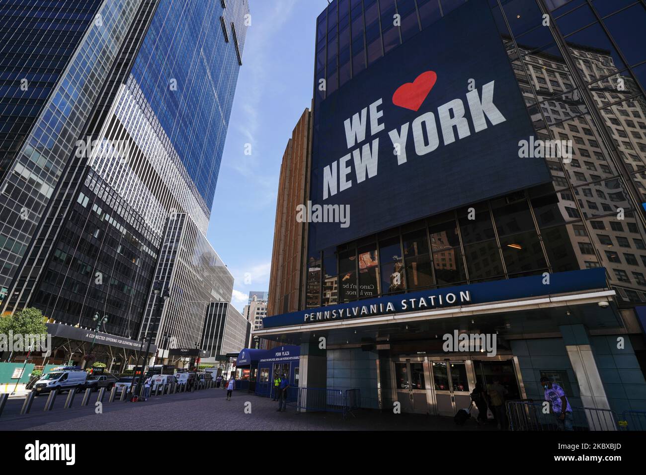 A view of “We Love New York” poster at the Madison Square Garden as New ...