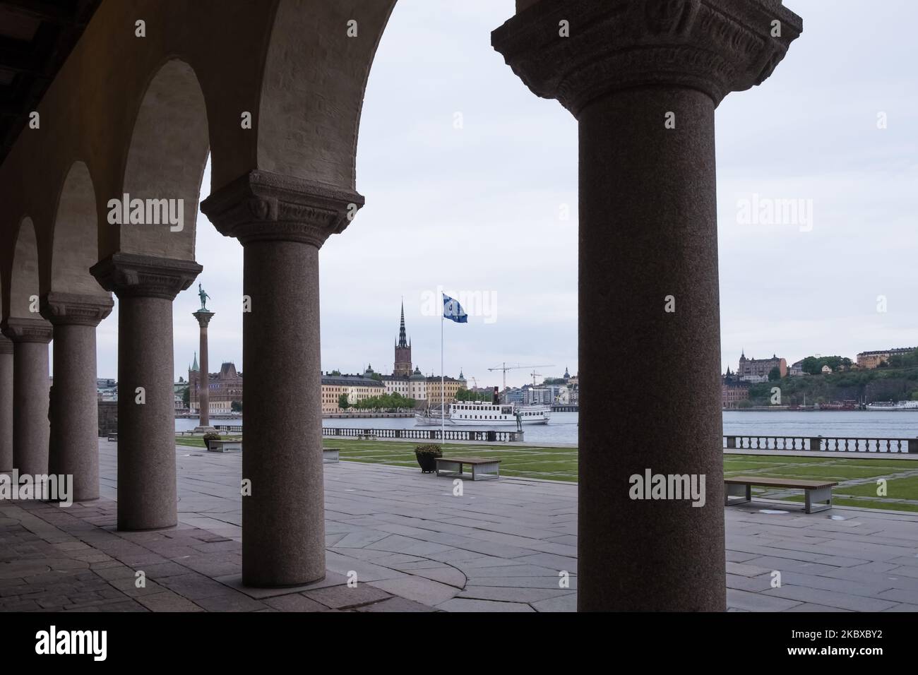 Architectural detail of Stockholm City Hall (Stockholms stadshus), seat ...