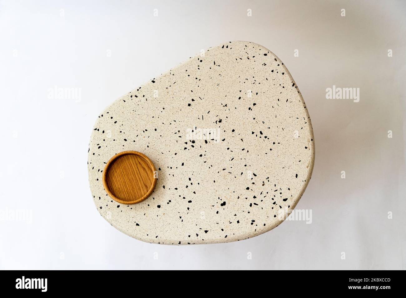 designer coffee table, solid wood base and top in terrazzo, oak wood on ...