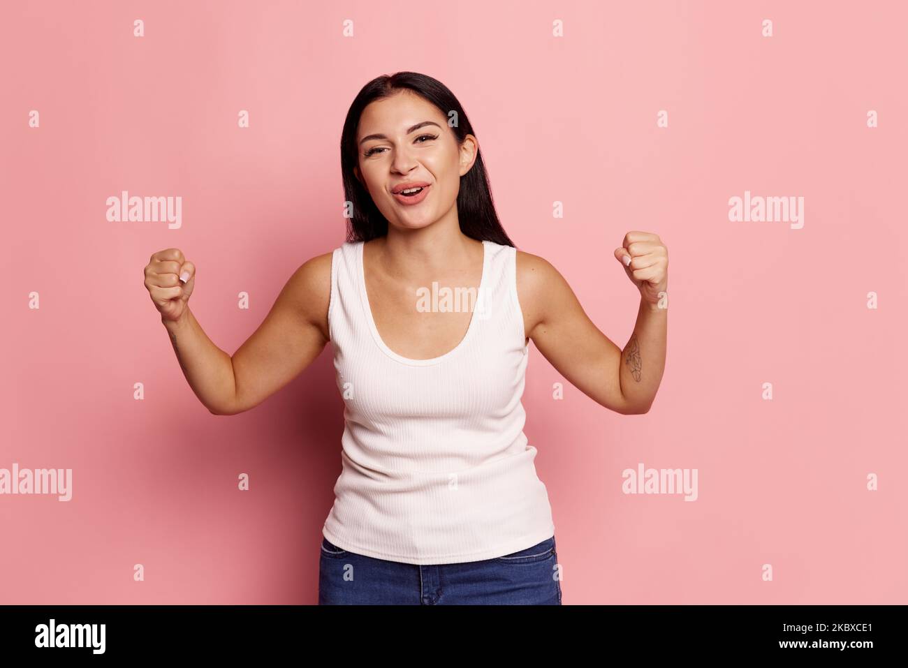 I won. Winning success happy woman celebrating being a winner. Dynamic ...