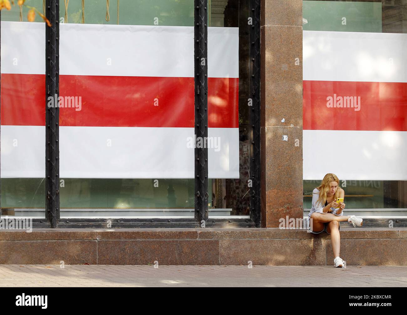 White belarusian flag hanging hi-res stock photography and images - Alamy