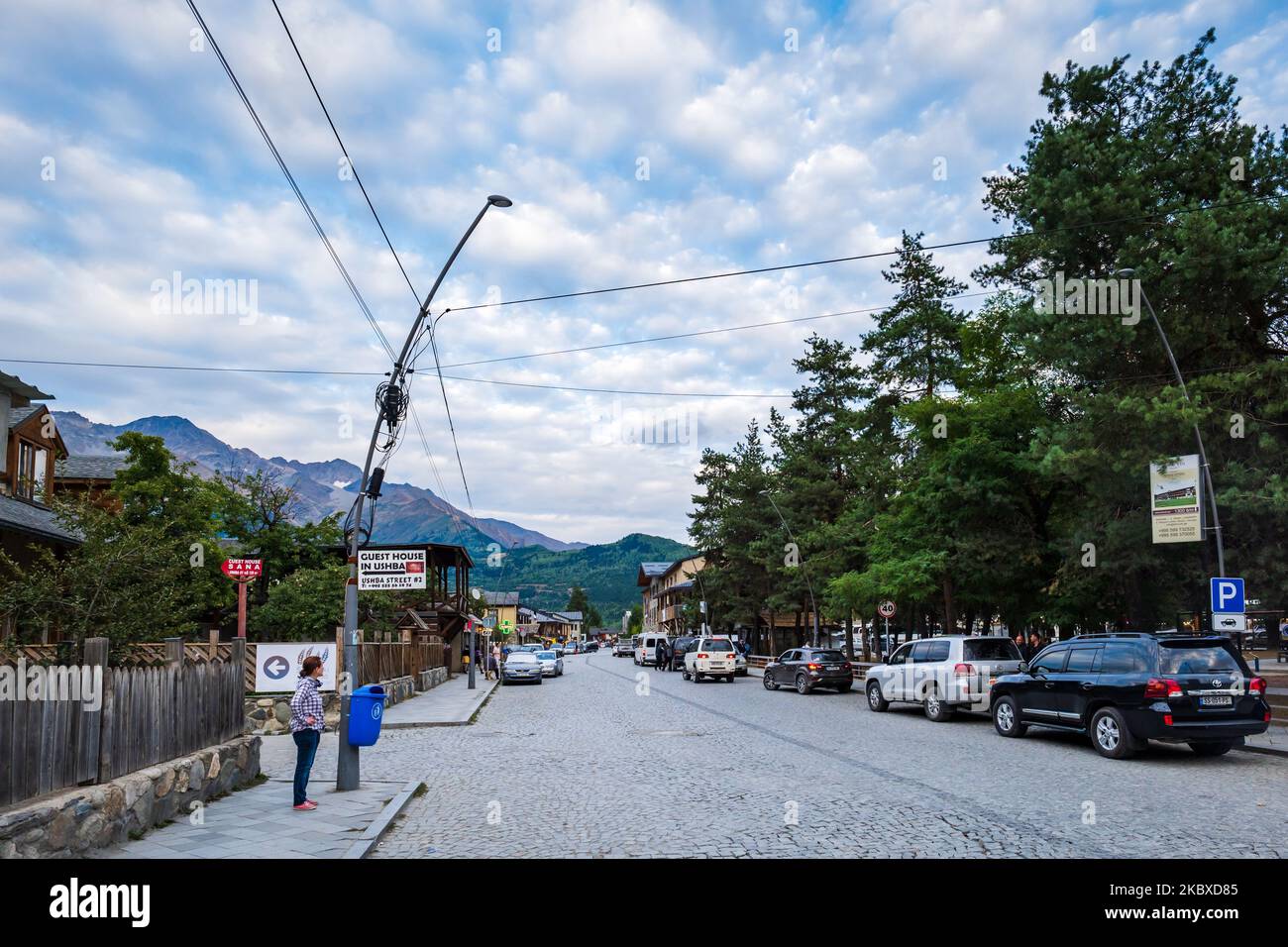 Mestia, Georgia - September 2022: Mestia town center street view in ...