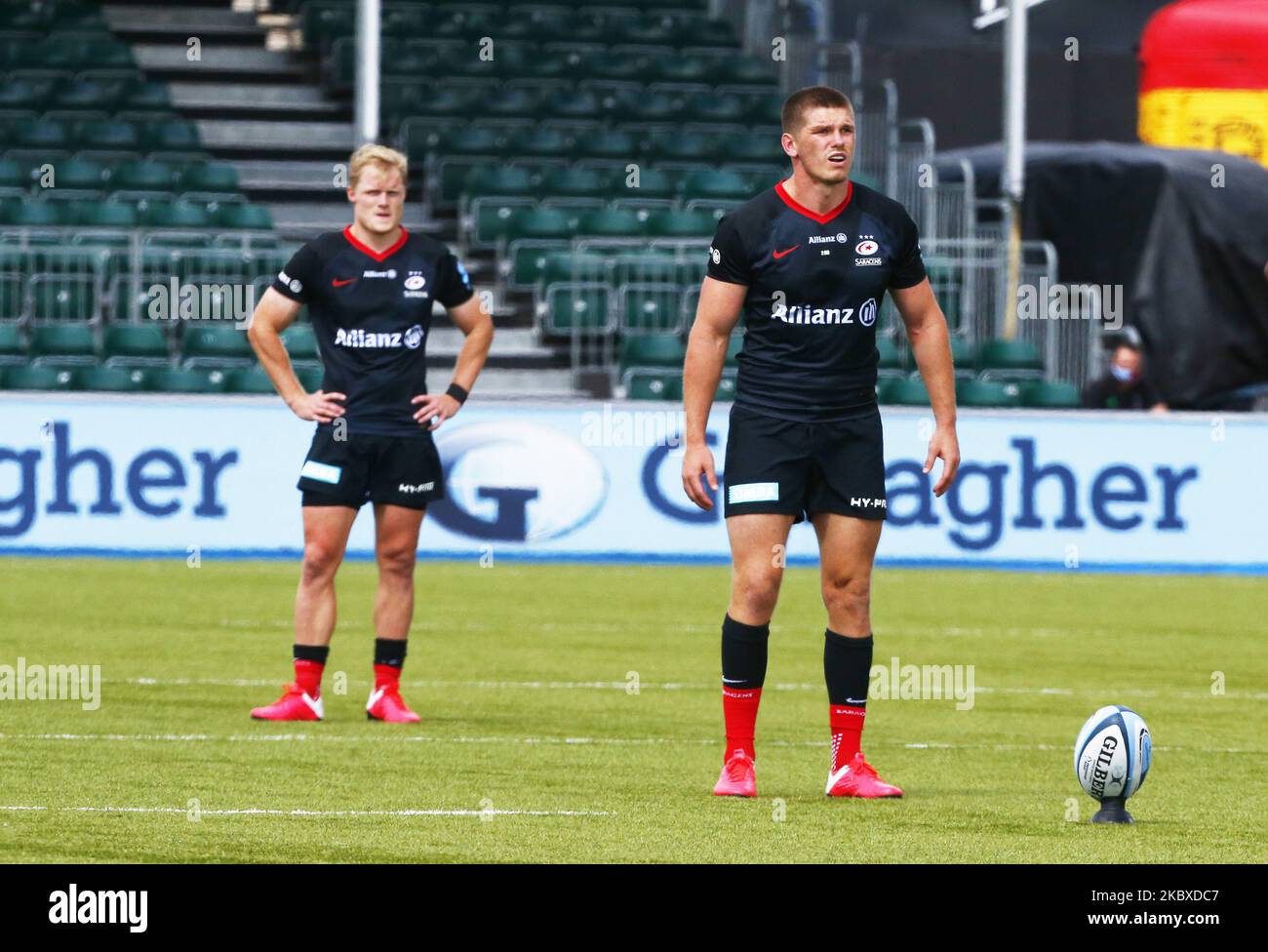Owen Farrell of Saracens playing his 200th game during Gallagher ...