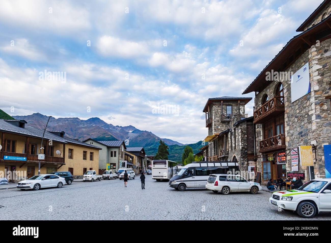 Mestia, Georgia - September 2022: Mestia town center street view in ...