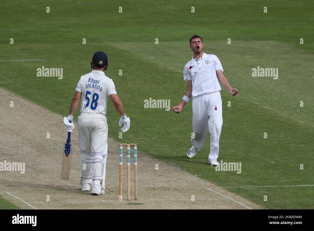 Derbyshire's Sam Conners celebrates after trapping Durham's Sean ...