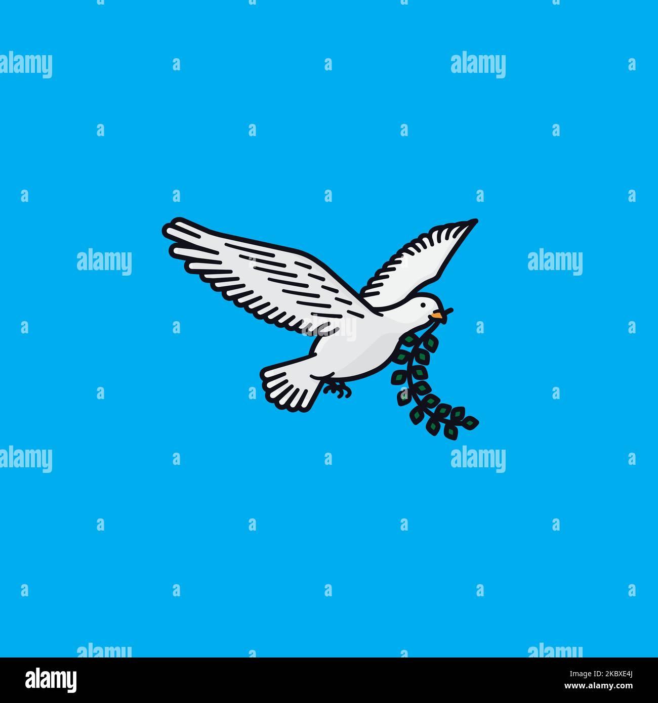 White dove carrying olive branch vector illustration for Bird Day on ...