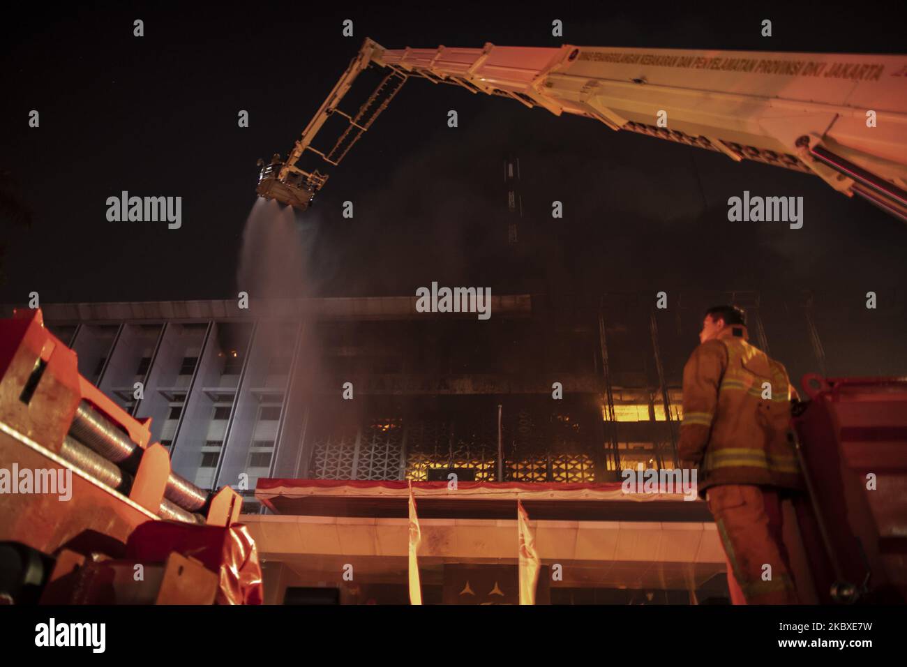 Indonesia Prosecution Building on fire in Jakarta, Indonesia, on August ...