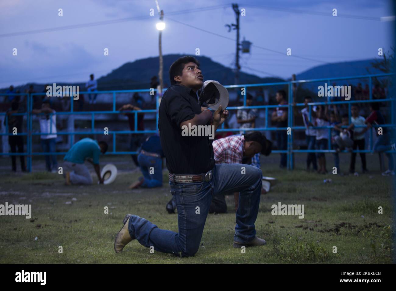 “Jaripeo”, a form of bull riding, in the Nahua indigenous community of ...