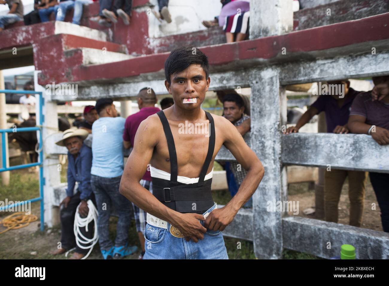 “Jaripeo”, a form of bull riding, in the Nahua indigenous community of ...