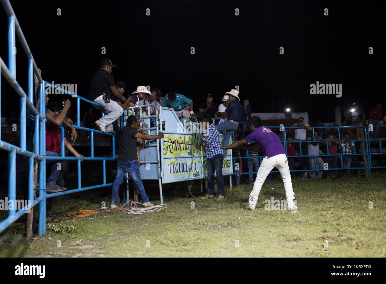 “Jaripeo”, a form of bull riding, in the Nahua indigenous community of ...