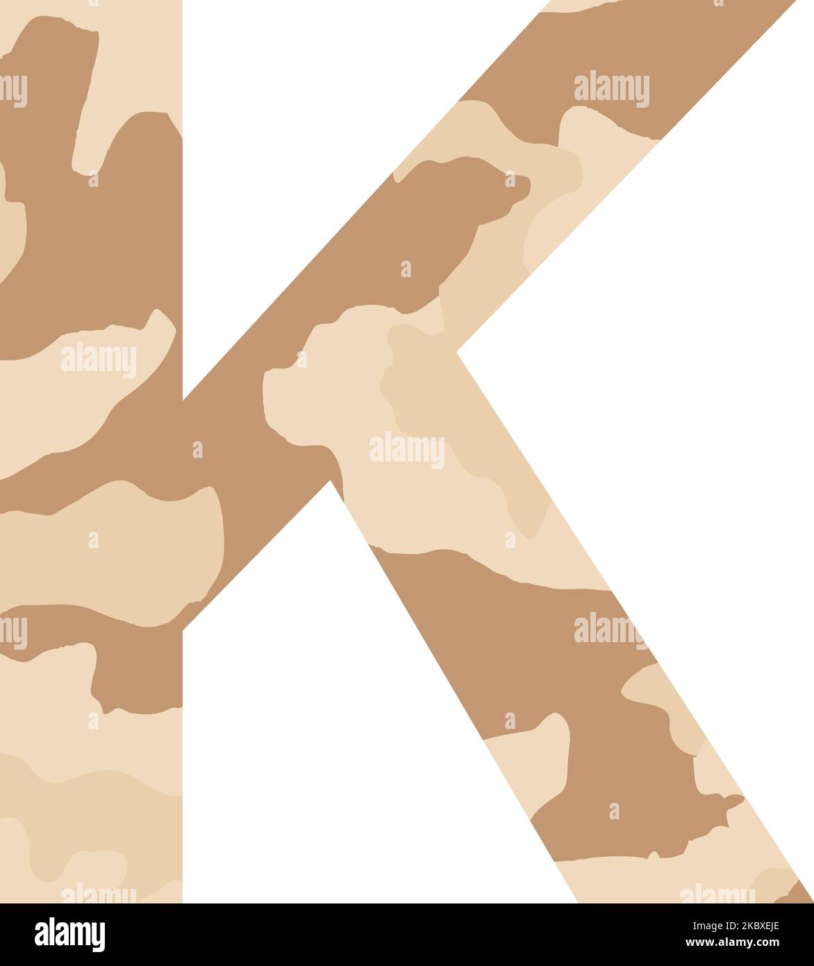 English alphabet letter K, khaki style isolated on white background ...