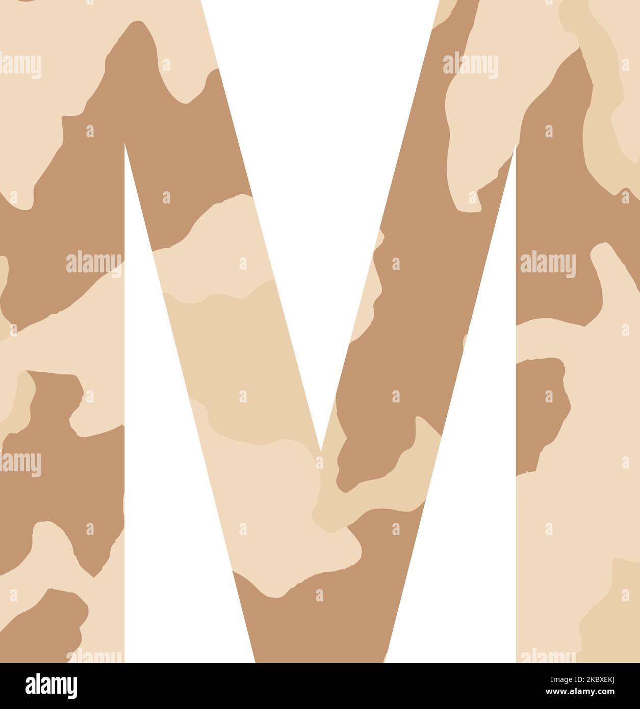 English alphabet letter M, khaki style isolated on white background ...