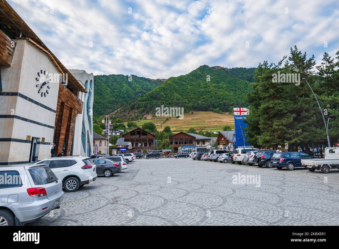 Mestia, Georgia - September 2022: Mestia town center street view in ...