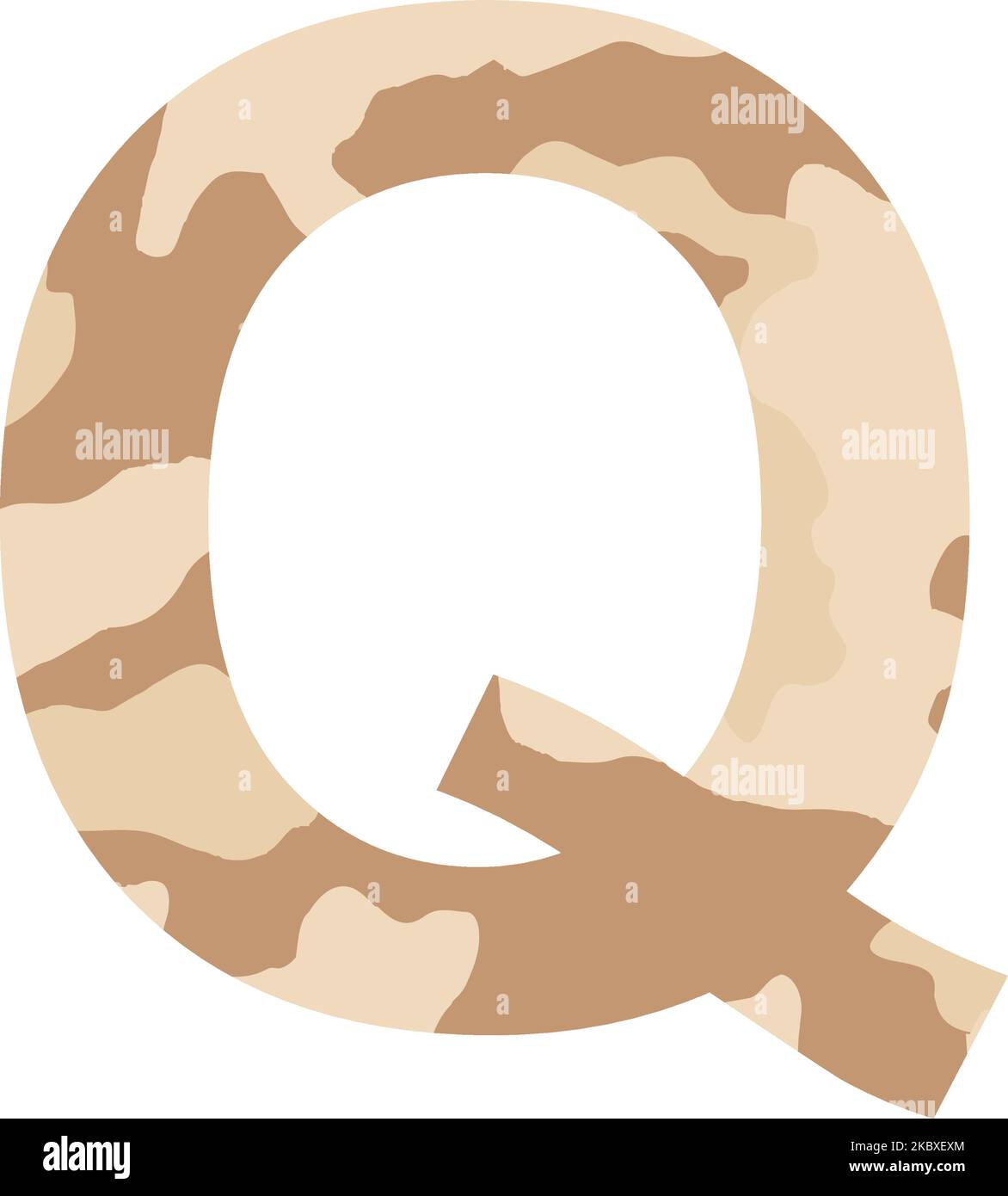 English alphabet letter Q, khaki style isolated on white background ...