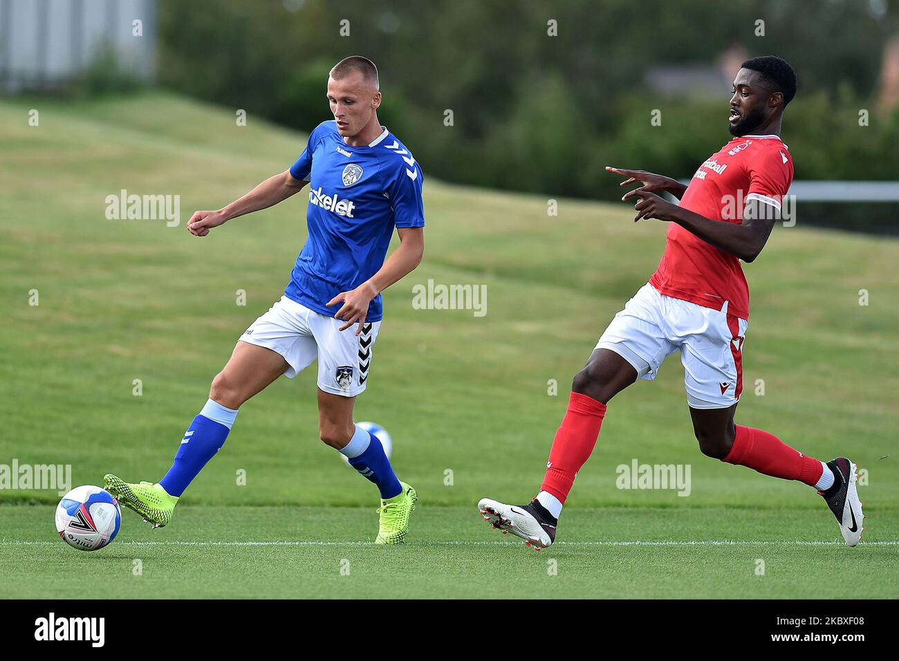 Oldham Athletic's Tom Hamer in action during the Pre-season Friendly ...