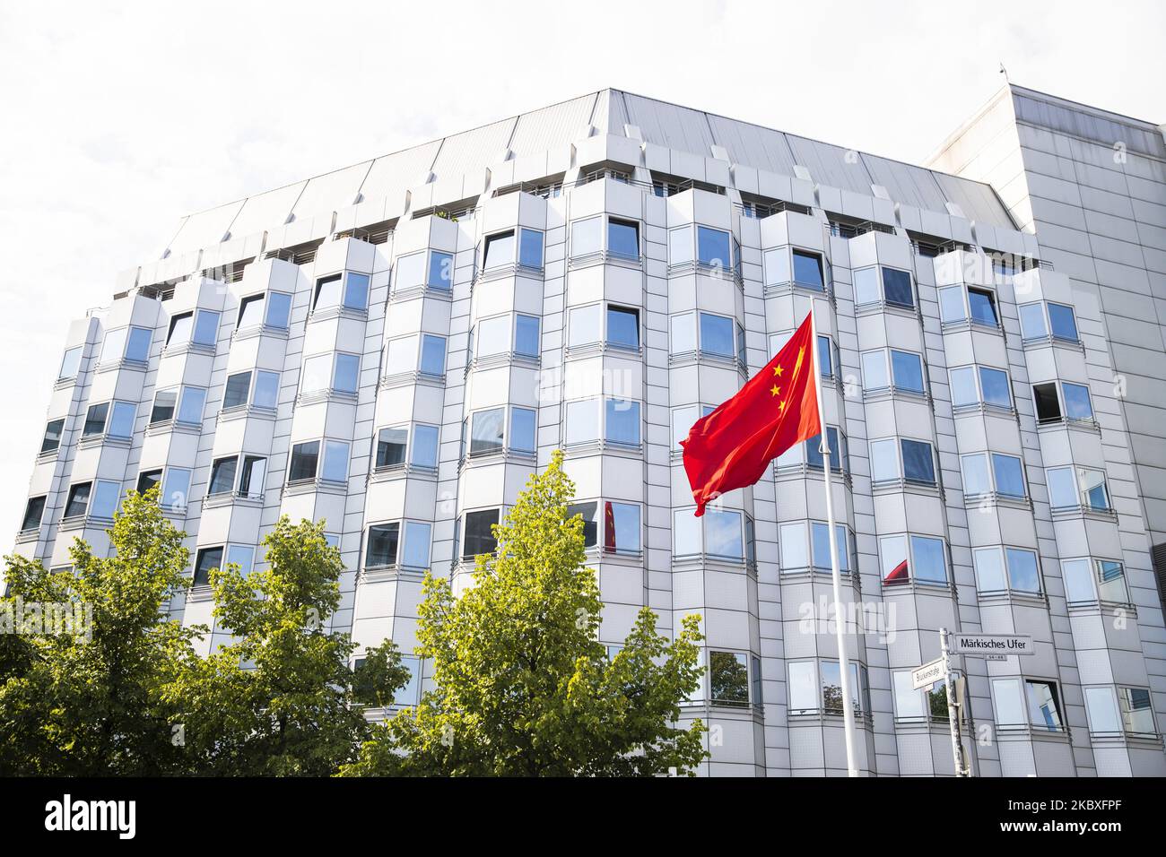 The Chinese Flag flies in front of the Embassy of the People's Republic ...