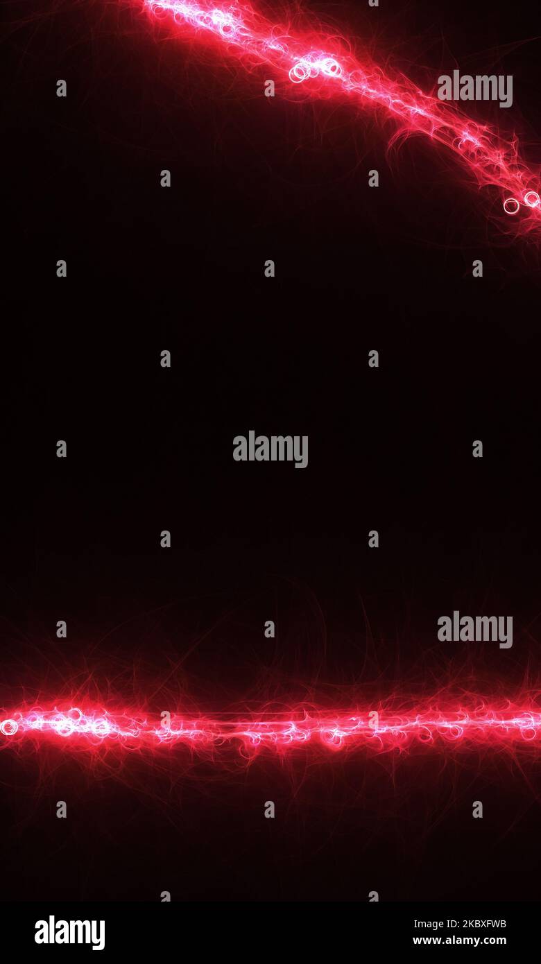 A vertical hot of bright red light trails on a black background Stock ...