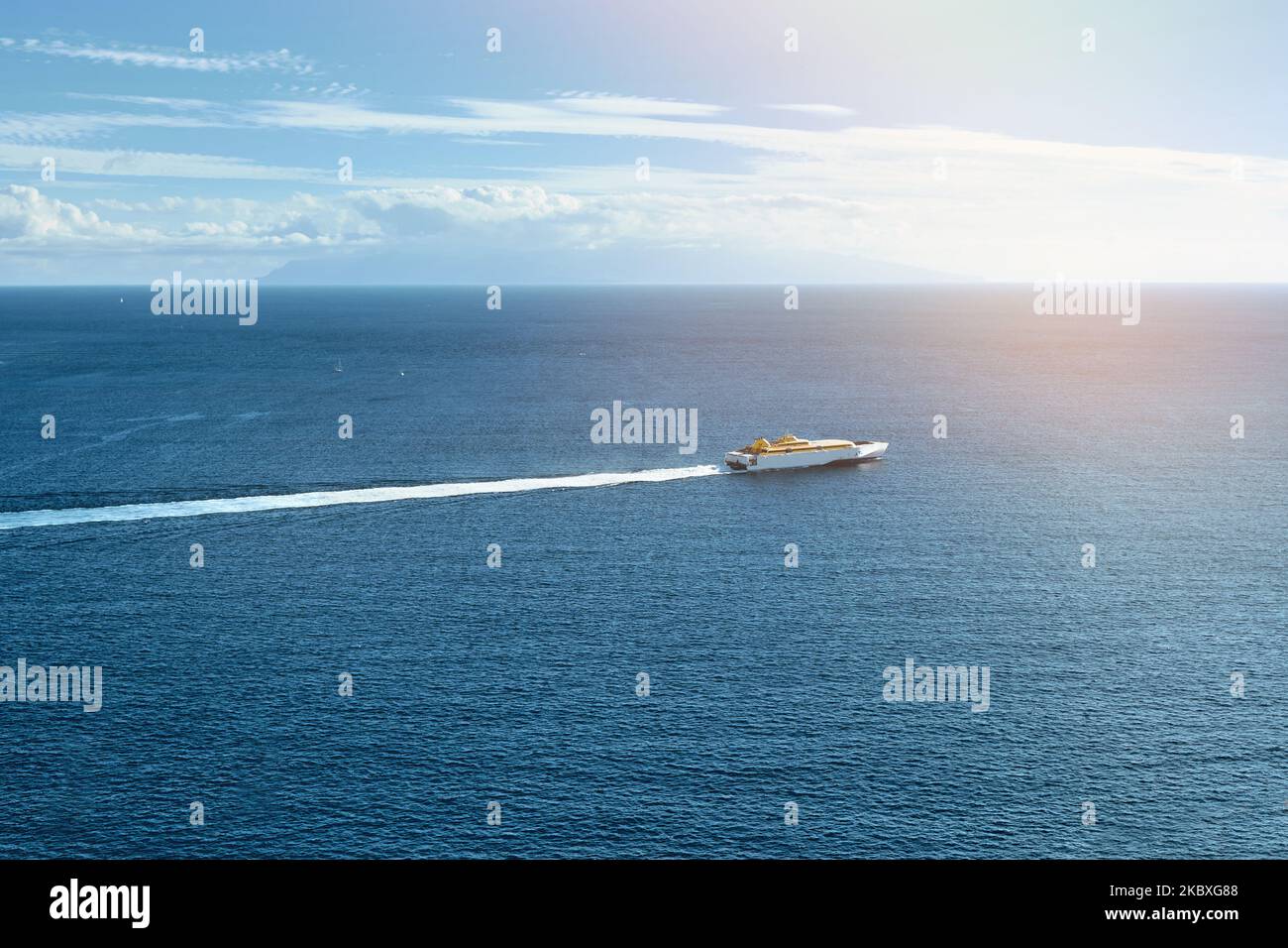Ship in blue sea. Logistics and delivery Stock Photo - Alamy