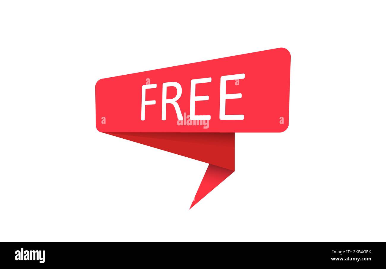 Free. A red banner, pointer, sticker, label or speech bubble for apps ...