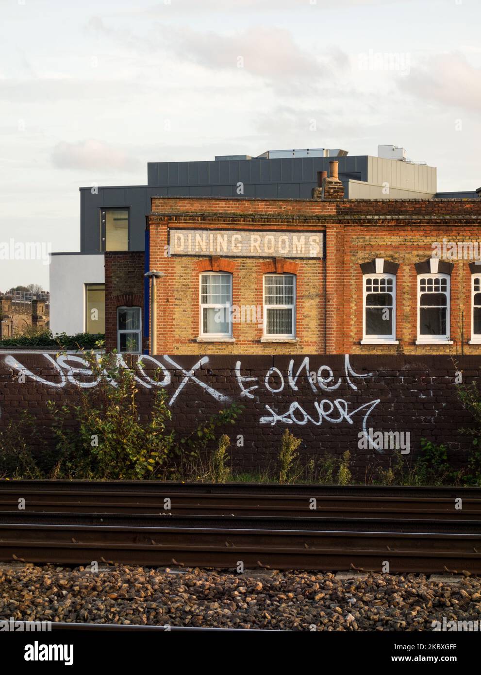 A Dining Rooms Ghost sign opposite Queenstown Road (Battersea) station ...