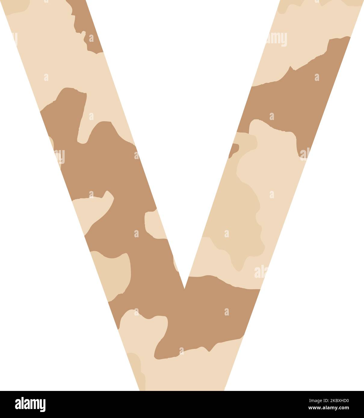 English alphabet letter V, khaki style isolated on white background ...