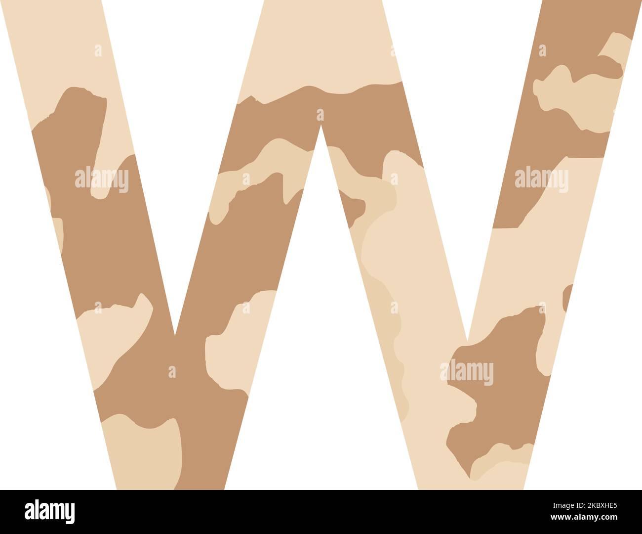 English alphabet letter W, khaki style isolated on white background - Vector illustration Stock ...