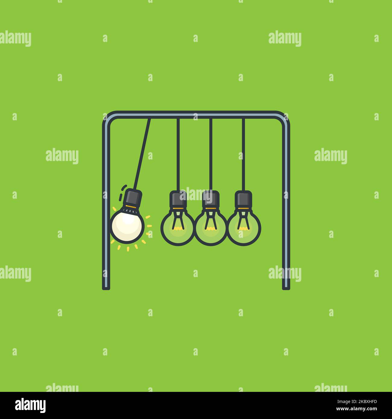 Newton's cradle, an LED bulb swinging against classic light bulbs ...