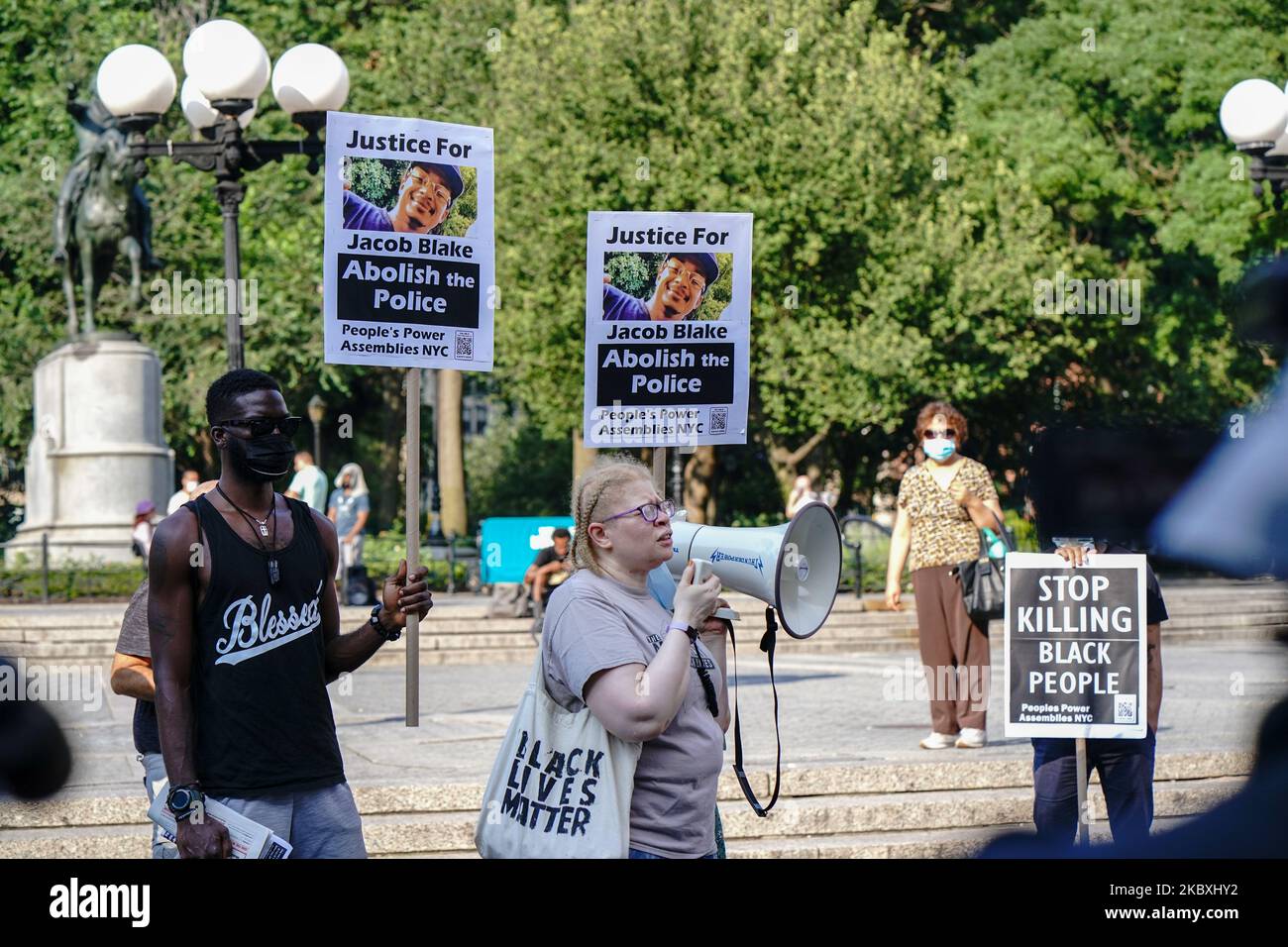 Protesters with the Black Lives Matter (BLM) movement is seen in Union ...