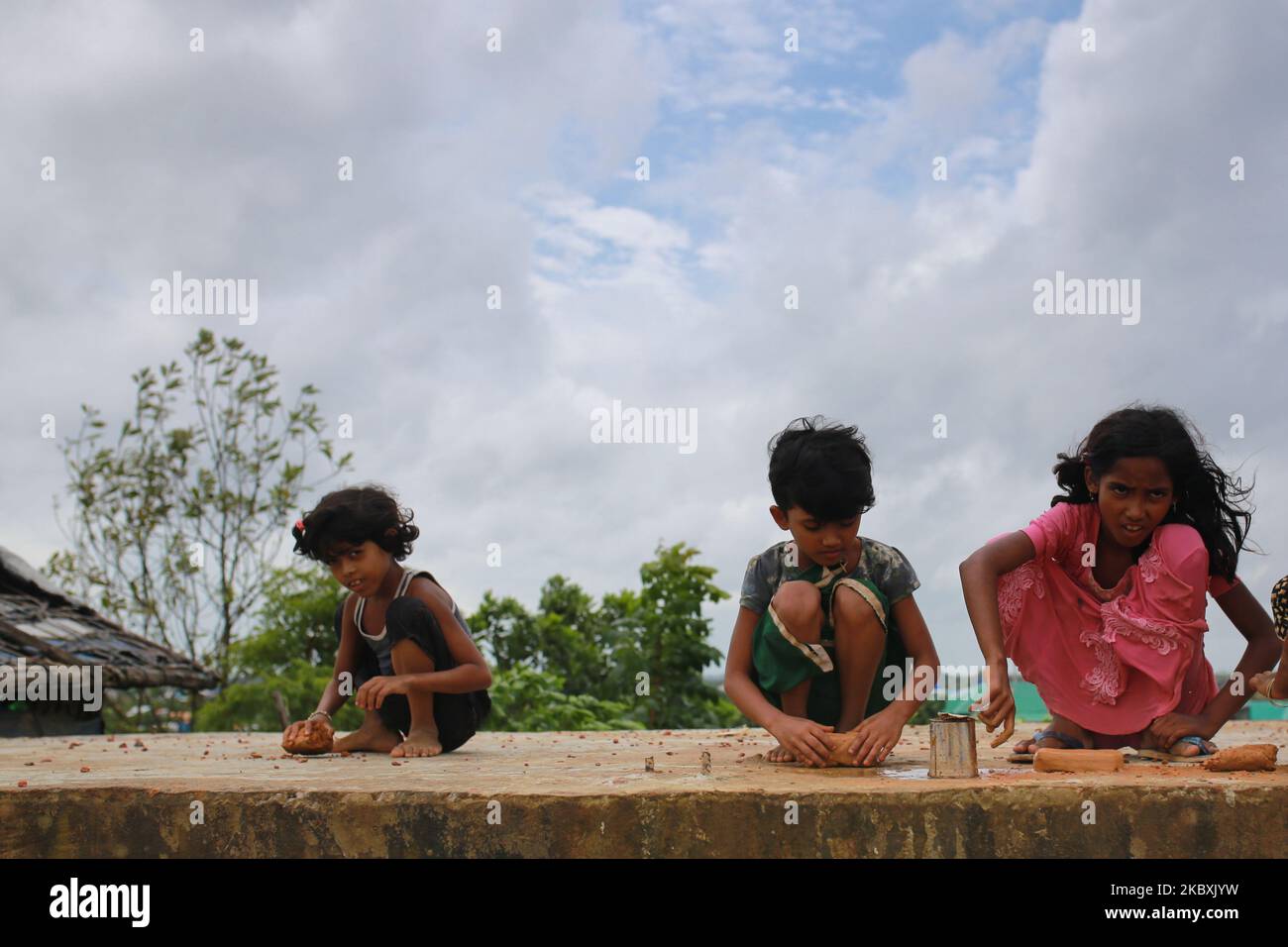Rohingya children play at Kutupalong refugee camp in Ukhia, Cox's Bazar ...