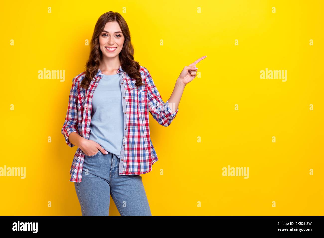 Photo of young pretty student woman studying home education finger ...