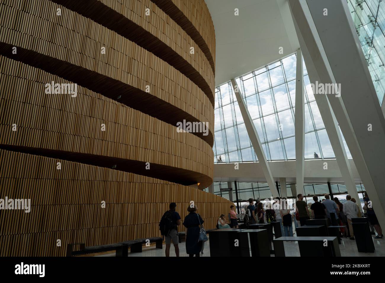Tourist guided inside of the Opera house in Oslo, Norway Stock Photo ...