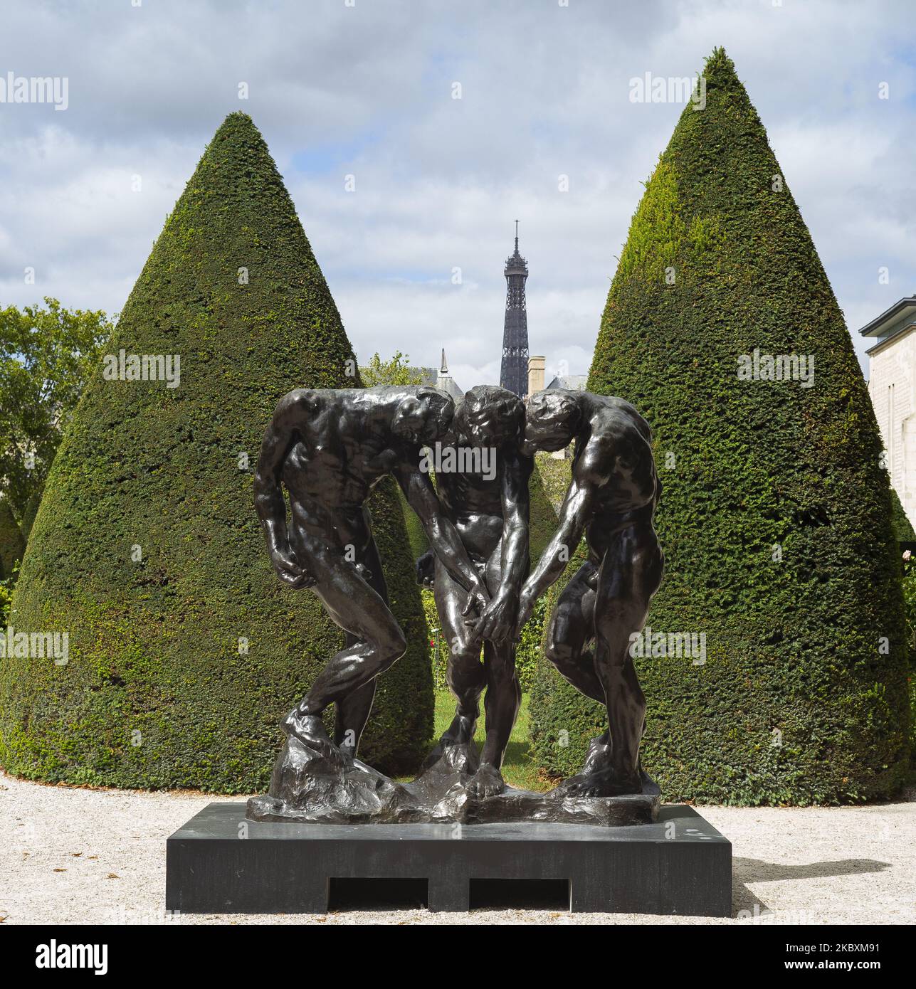 A bronze sculpture by Auguste Rodin is seen in the garden of the Rodin ...