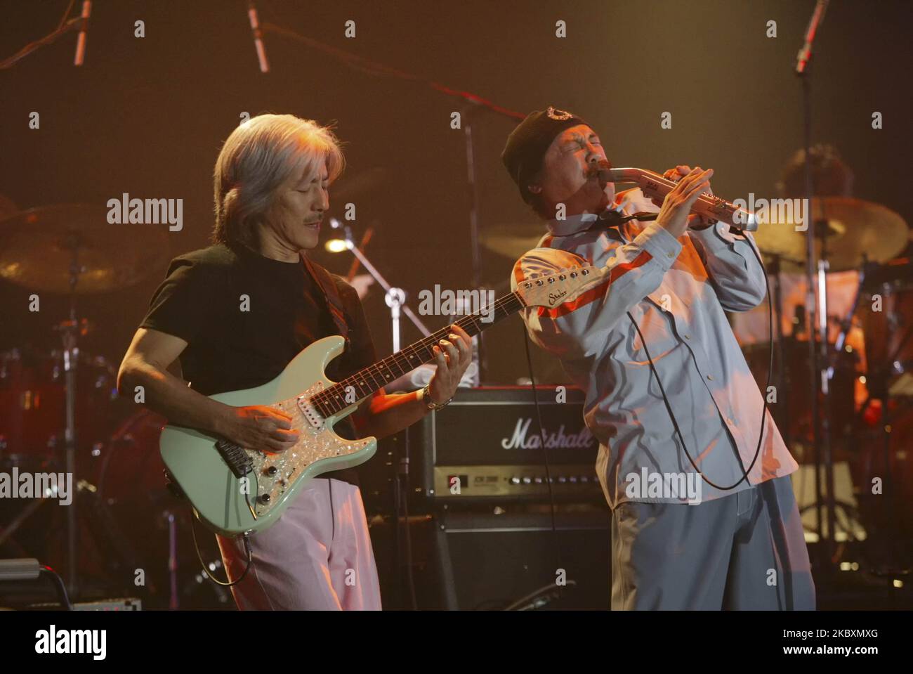 Fusion Jazz Band T-Square and Dimension performs on the stage during an ...