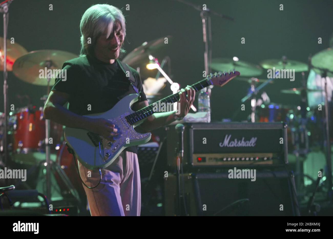 Fusion Jazz Band T-Square and Dimension performs on the stage during an ...