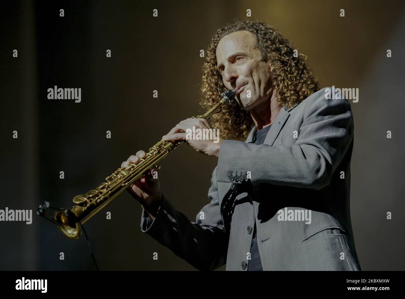 Jazz Saxophonist Kenny G (Kenneth Bruce Gorelick) performs on the stage ...