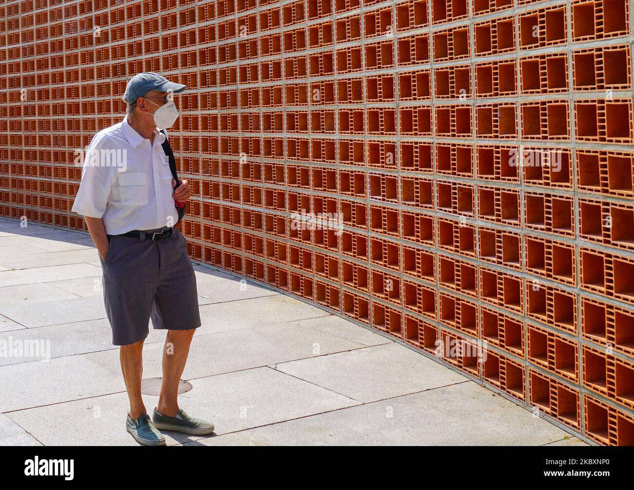A visitor is seen in front of Mexico City-based artist Hector Zamora's ...