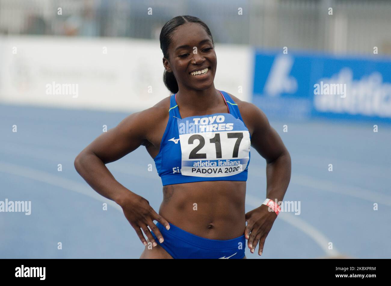 Dosso Zaynab competes in the Woman's 100 metres during the 110 Edition ...