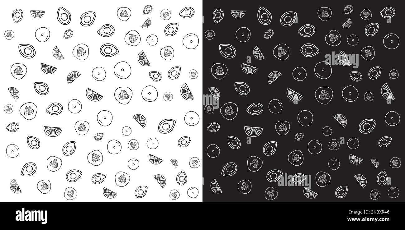 A vector of vegetable mix pattern isolated on a black and white ...