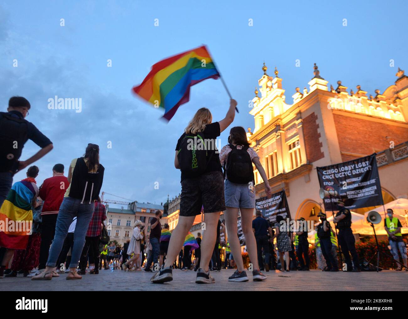 Pro-LGBT activists and their supporters during the annual Krakow ...