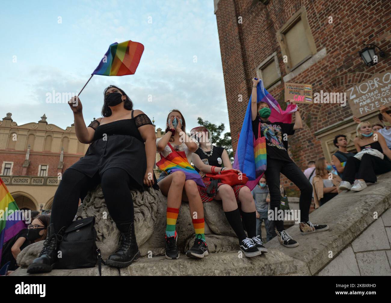 Pro-LGBT activists and their supporters during the annual Krakow ...