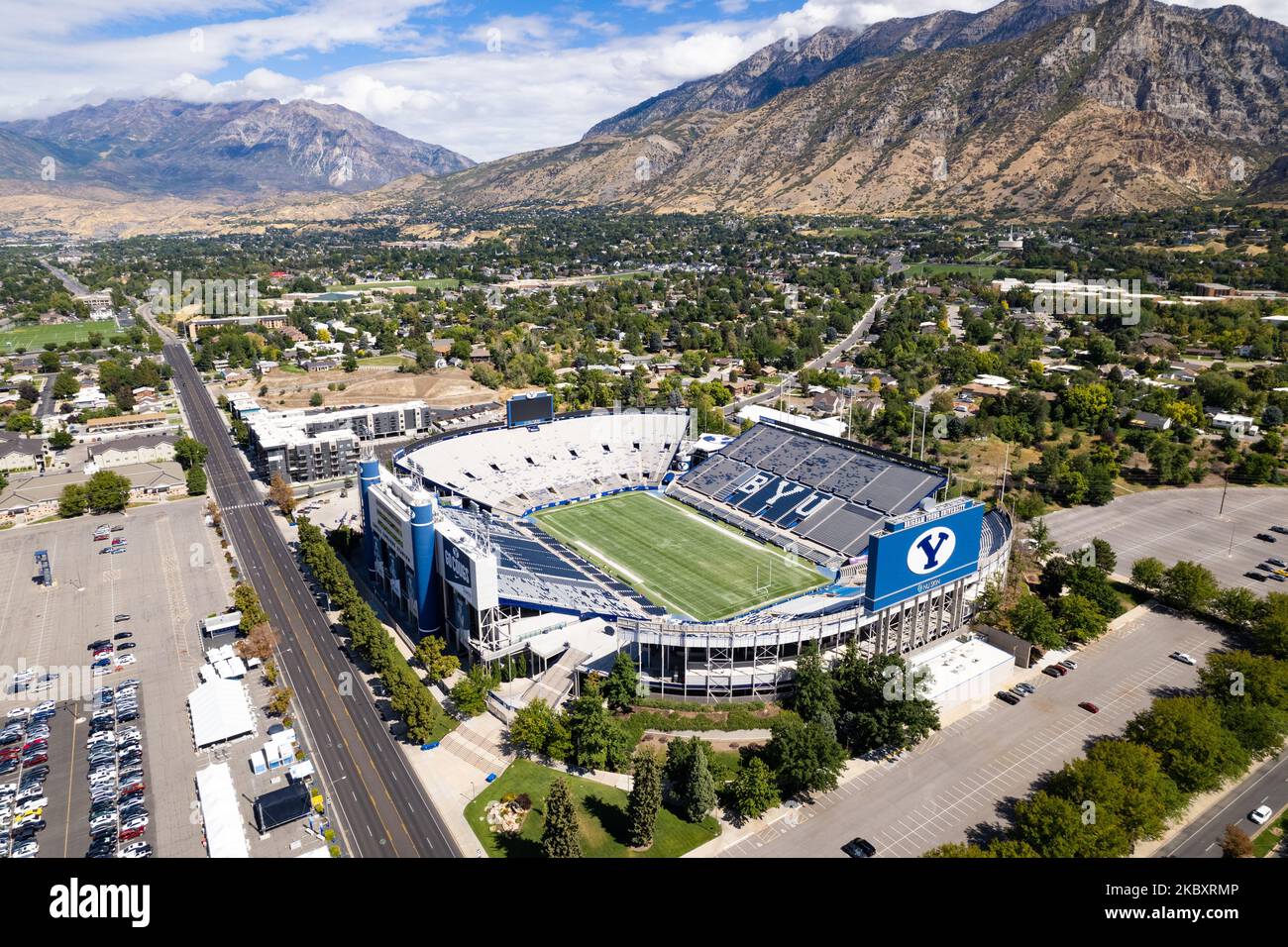 Aerial view of Brigham Young University's Lavell Edwards Stadium at ...