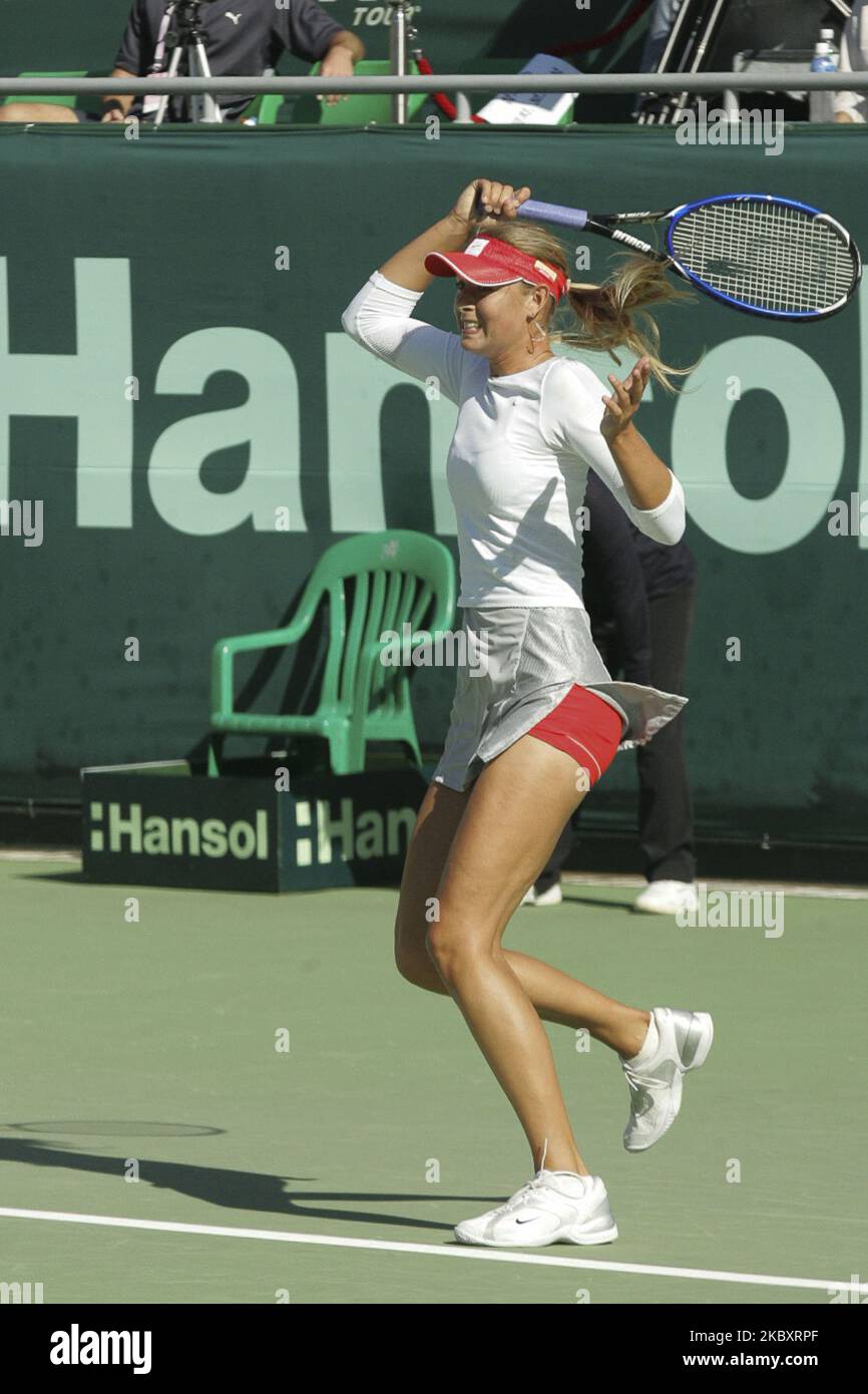 Maria Sharapova of Russia in action on the court her event match at ...