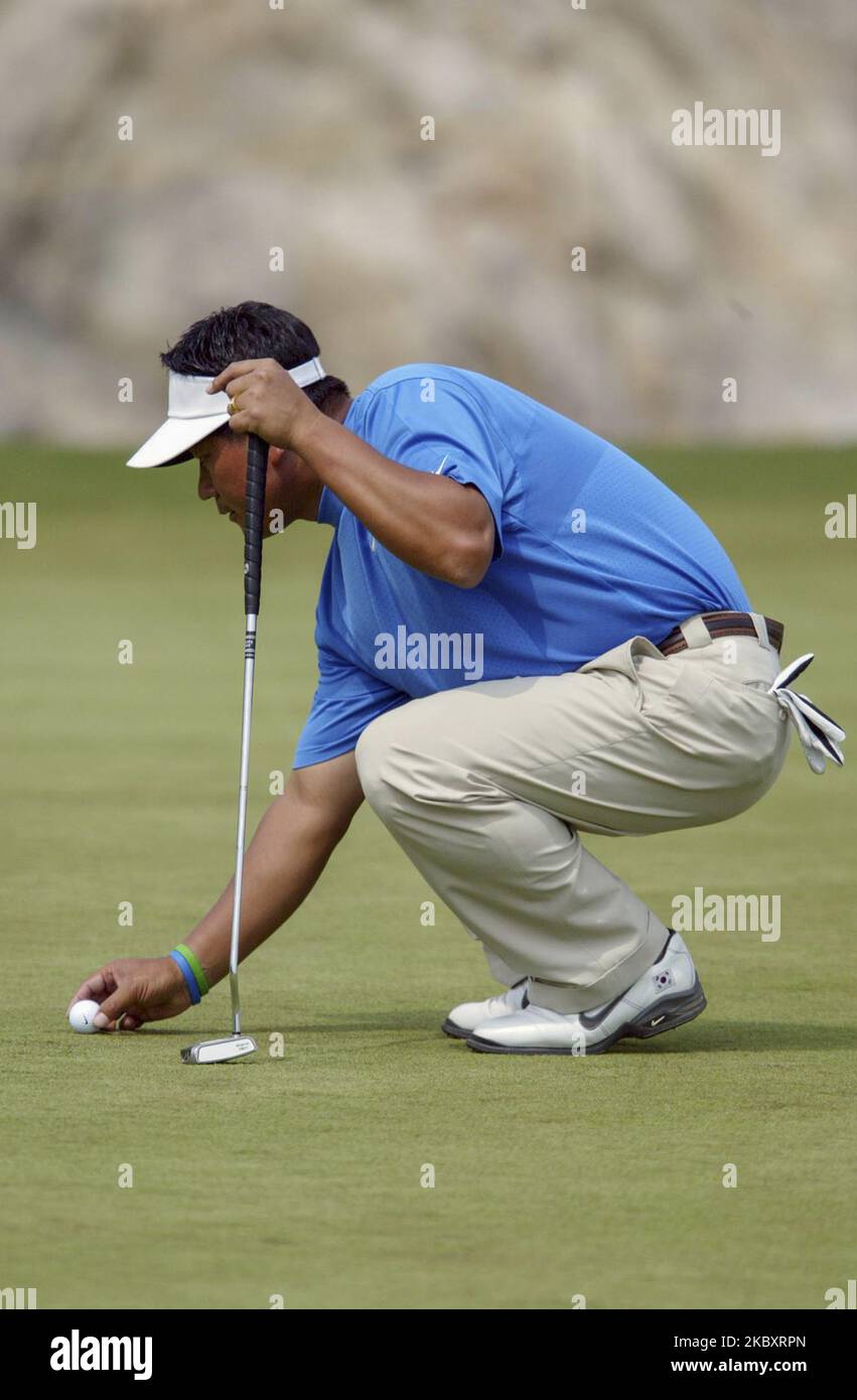 Professional golfer KJ Choi in action during an Nike Golf event match at SKY72 golf course in ...